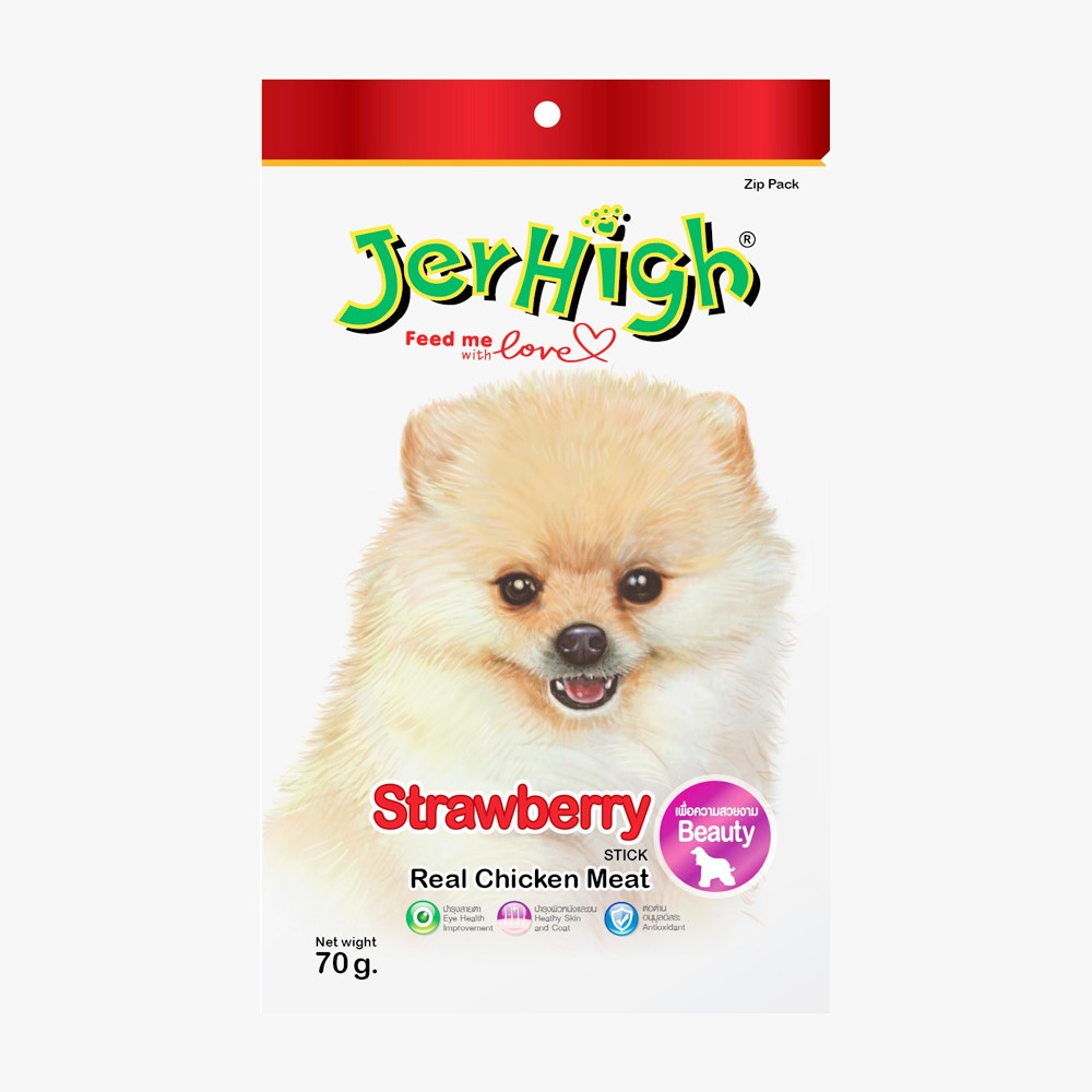 Manoon Pets Shop - JerHigh Stick Strawberry 70g