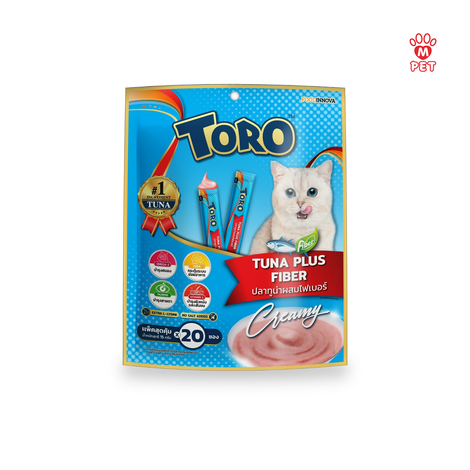 Manoon Pets Shop - Toro Toro Liquid Snack Tuna&Fiber 15g. x 25 pcs.